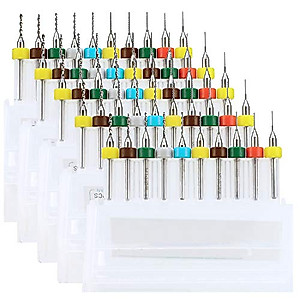 WayinTop 50pcs PCB Drill Bits Set Spiral Flute Carbide 0.3mm-1.2mm for Print Circuit Board Stone Dremel Jewelry CNC Engraving (5PCS Each)