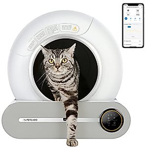 Self-Cleaning Cat Litter Box, Automatic Cat Litter Box PETCADO 24H for No Scooping with APP Control, Odor Removal, Safe Lock, Litter Mat, Quiet for Multiple Cats and All Kinds of Clumping Cat Litter