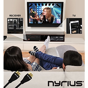 Nyrius Aries Home+ Wireless HDMI 2X Input Transmitter & Receiver for Streaming HD 1080p 3D Video and Digital Audio (NAVS502) - Bonus Additional Nyrius HDMI Cable Included