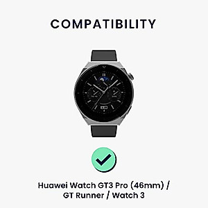 kwmobile Straps Compatible with Huawei Watch GT3 Pro (46mm) / GT Runner/Watch 3 Straps - 2x Replacement Silicone Watch Bands - Black/Grey