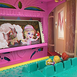Polly Pocket Un-Box-It Playset, Popcorn Shaped Box Opens to a Movie Theater Adventure, 20 Accessories Including 2 Micro Dolls & 3 Tiny Takeaways