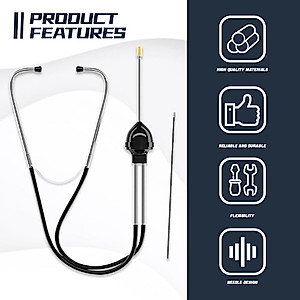 WINUERK Mechanic Stethoscope, Automotive Engine Diagnostic Sensitive Hearing Tool, Automotive Stethoscope Kit, Car Stethoscope Automotive Engine Diagnostic Tool for Cars, Trucks and Motorcycles