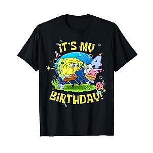 Mademark x SpongeBob SquarePants - Spongebob It's My 4th Birthday Cake 4 Years Old Spongebob T-Shirt