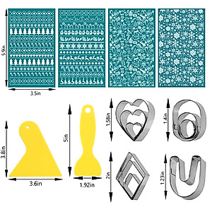 Vellibring Christmas Silk Screen Stencils for Polymer Clay,16Pcs Reusable Silk Screen Print Kit Clay Scraper Polymer Clay Cutters Polymer Clay Kit for Jewelry Clay Making Earrings Decoration Supplies