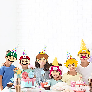 OU RUI 12 Pcs Felt Mask Themed Party Supplies for Mario Birthday Party Gifts Decoration Celebration Party Fan Cartoon Cosplay Pretend Game Accessories Gifts