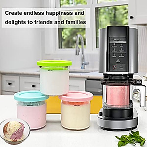 CUTIECLUB 4PCS Ice Cream Pints Containers with Lids and Stainless Steel Ice Cream Scoop Set for Ninja Creami, Compatible with NC299AMZ & NC300s Series Creami Ice Cream Makers