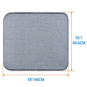 2 Pack Dish Drying Mats for Kitchen, Microfiber Dish Drying Rack Pad, Kitchen Counter Mat - 18X16 Inch