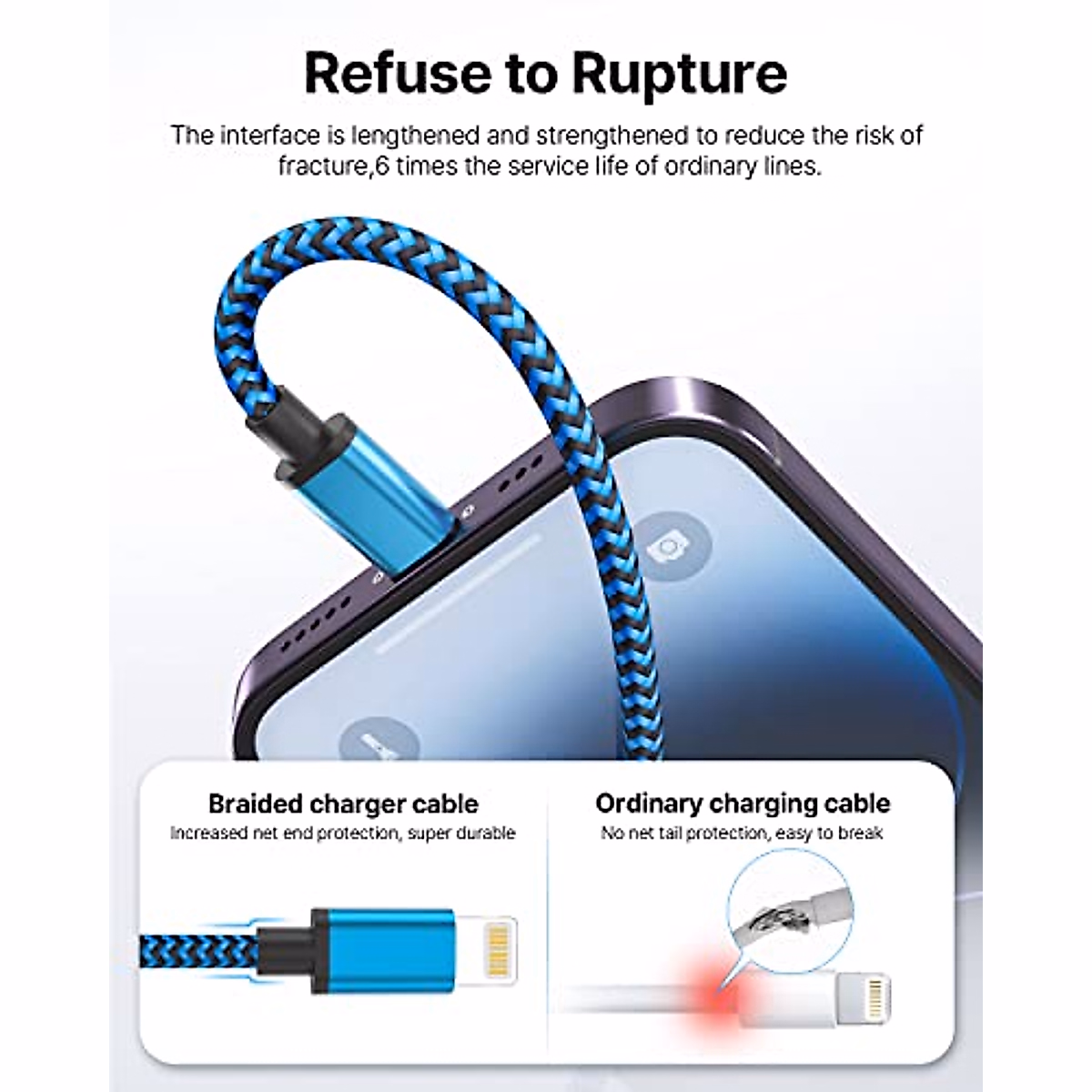 iPhone Charger Cord 3ft 3Pack MFi Certified Lightning Cable Fast Charging Nylon Braided Phone Charger Cable Compatible with iPhone 14 13 Pro 12 Pro 11 Pro Xs Max Xr 8 7Plus SE