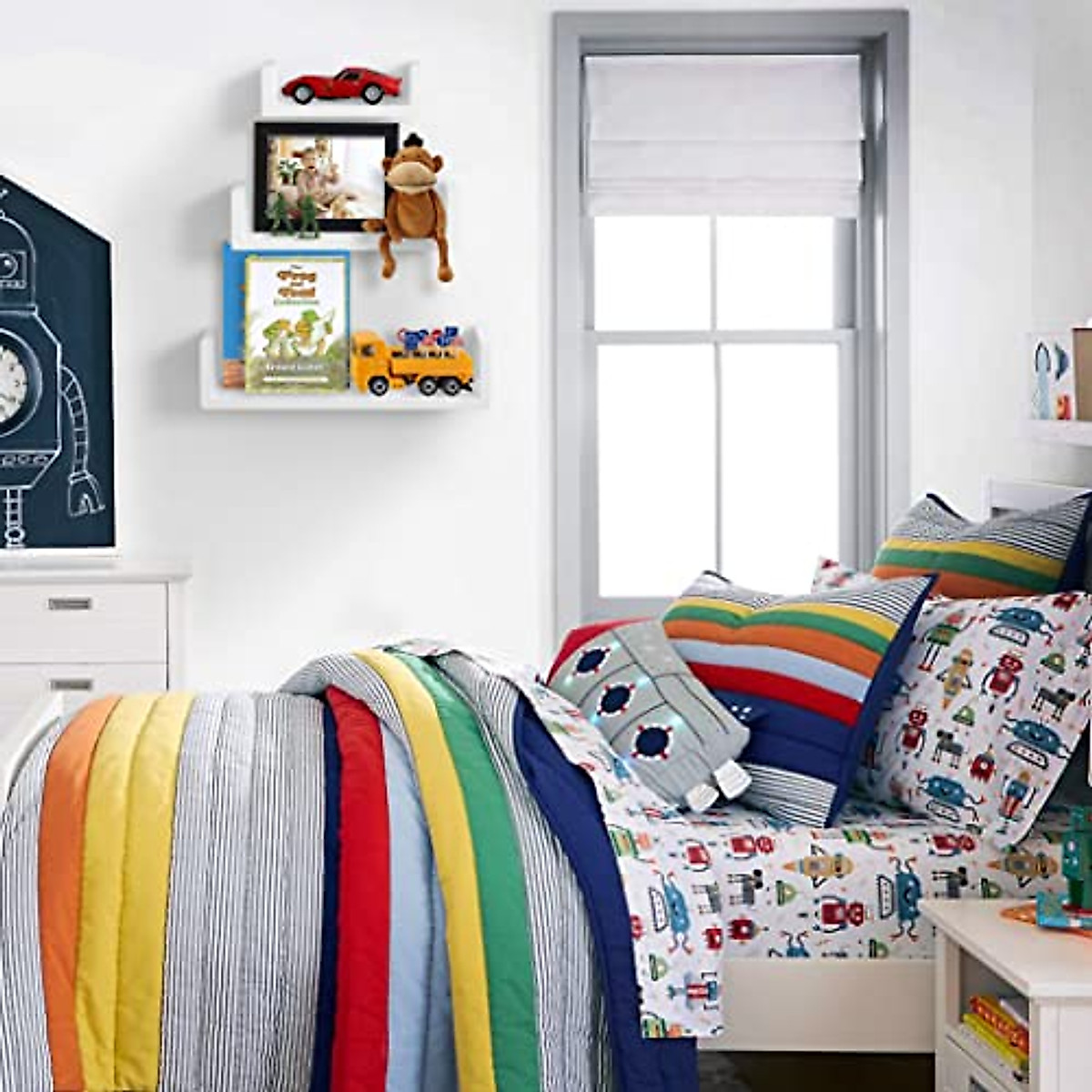 Daisyware Wall Mount U Shape Floating Shelves, MDF Wood Shelves Perfect in Bedroom, Living Room, Dining Room, Bathroom & Home Office, Set of 3 (White)