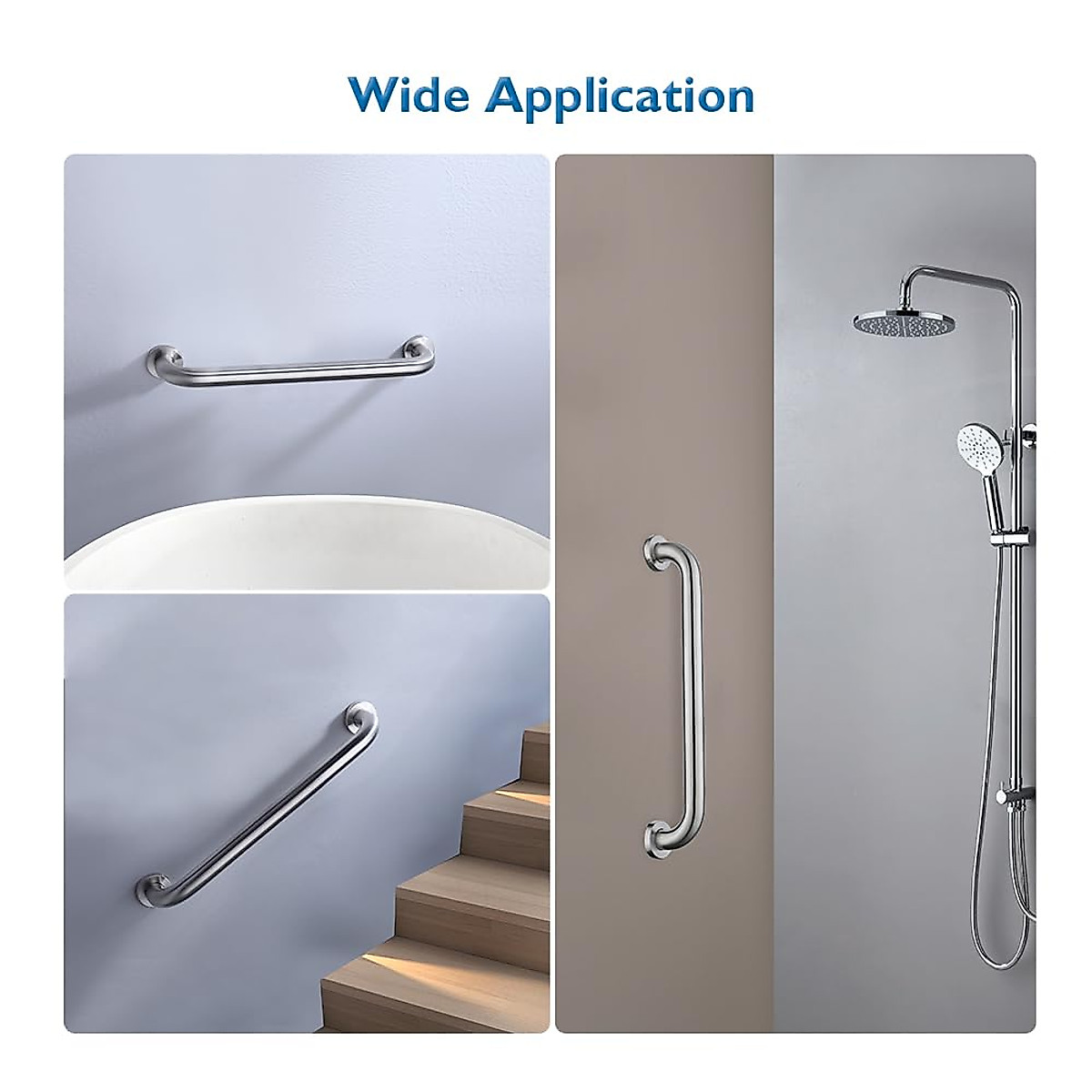 Decaura Anti Slip Shower Grab Bars, 18 inch Grab Bars for Bathtubs and Showers, Stainless Steel Safety Grab Bars for Handicap Disabled Elderly Senior Child Bathroom Shower Bath Handle 45 cm