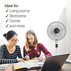 Lasko S16614 Oscillating 16″ Adjustable Pedestal Stand Fan with Timer, Thermostat and Remote for Indoor, Bedroom, Living Room, Home Office & College Dorm Use, 16 Inch, White
