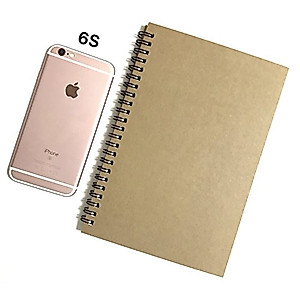 VEEPPO A5 Wirebound Notebooks Bulk Journals Spiral Steno Pads Blank/Lined Kraft Brown Cardboard Cover Thick Cream Writing Pad Sketchbook Scrapbook Album (Lined White---Pack of 4)