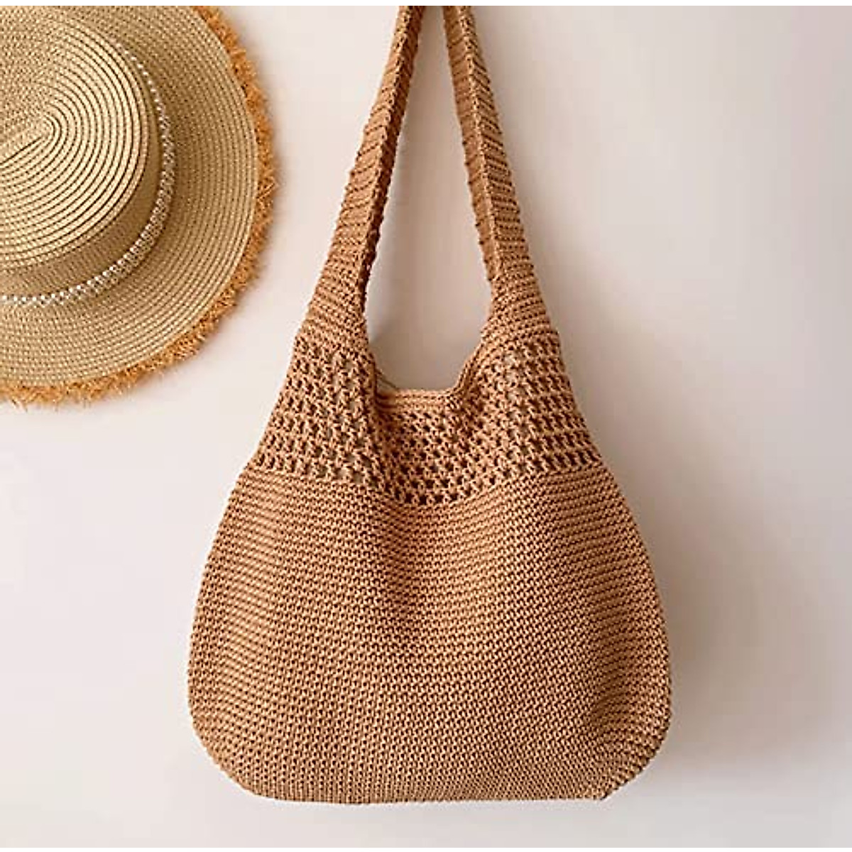 JI YA LI Handwoven Straw Vintage Purse Bag Soft Straw Beach Bag Handbag Shoulder Bag Boho Beach Sea Tote Basket Rattan Vacation Bag
