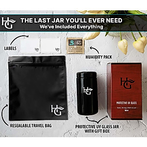 Herb Guard - Airtight Jar (1 Oz) and Smell Proof Container (500 ml) Comes with Humidity Pack to Keep Goods Fresh for Months