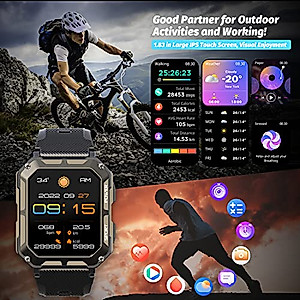HOFIT Smart Watch, Bluetooth Call(Answer/Make Call) Mens Watches, Christmas/Birthday Gifts for Men, Military Rugged Smart Watches, HD Touch Screen, Fitness Watch for Android iOS, Activities Tracker