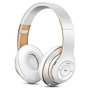 Luhuanx Bluetooth Earbuds, Wireless Industry Leading Noise Canceling Overhead Headphones with Mic for Phone-Call and Alexa Voice Control-White