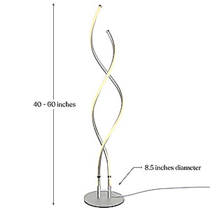 Brightech Embrace Dimmable LED Floor Lamp – Modern Spiral Adjustable Standing Lamp for Living Rooms & Offices – 2-in-1 Tall End Table Lamp for Bedroom Reading - Silver