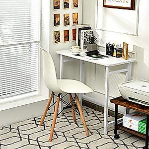 Tangkula White Folding Desk, Compact Computer Desk Modern Home Office Laptop PC Workstation Compact Study Writing Reading Table for Small Space (White)