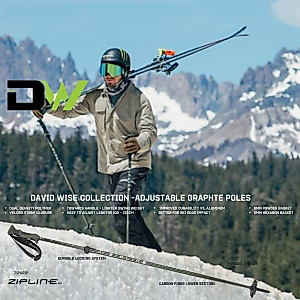 Zipline Blurr EXT - MRDW Collection - Adjustable Graphite Composite Ski Pole (100 cm - 130 cm - Regular Handle, Carbon Weave)