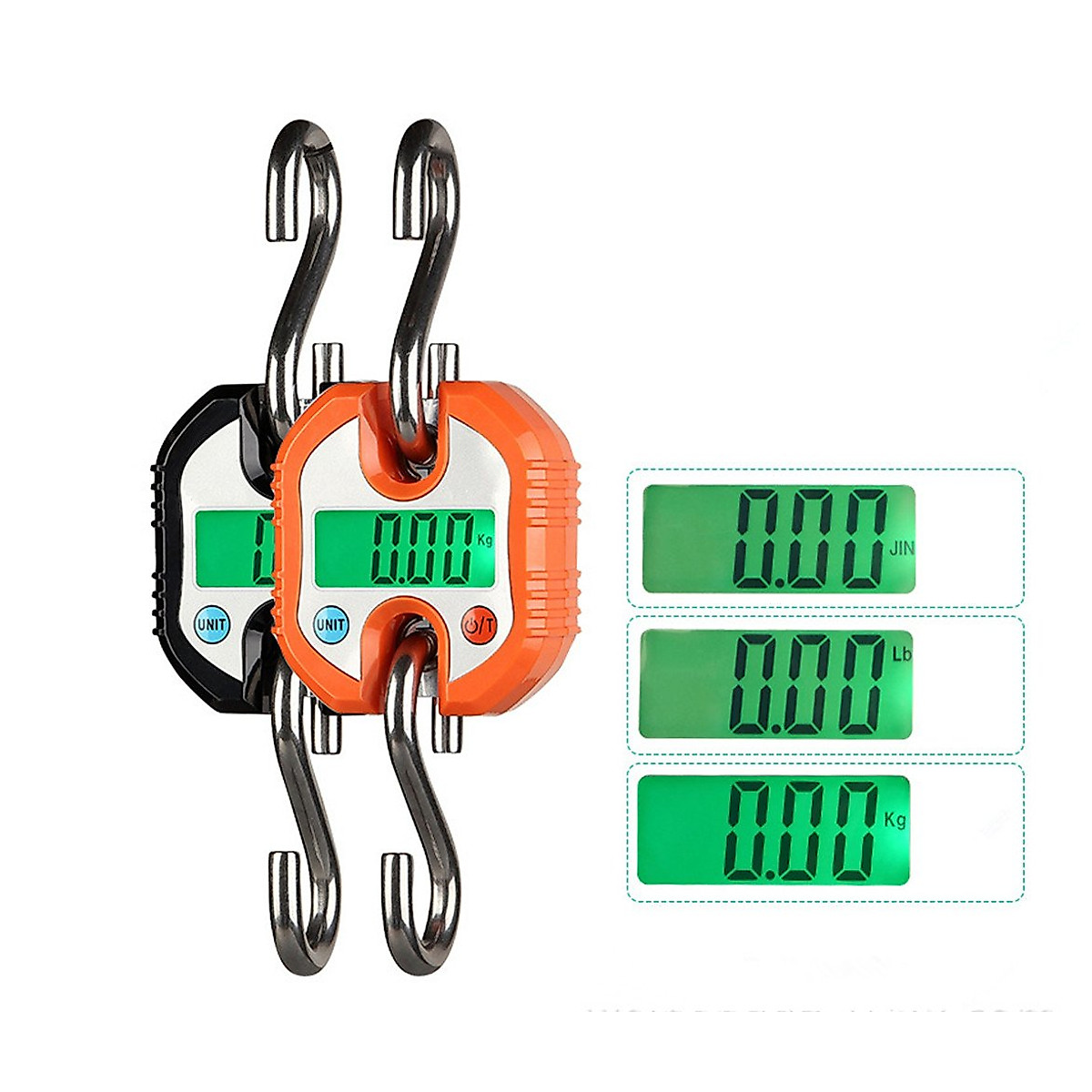 Klau Portable Digital Scale 150 kg / 300 lb Heavy Duty Crane Scale Hanging Scales LCD Display with Backlight for Home Farm Hunting Outdoor Orange