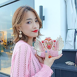 DEBIMY Dazzling Evening Bag Luxury Rhinestone Swan Clutch Wedding Evening Party Prom Cocktail Party Handbag Purse for Ladies Silver