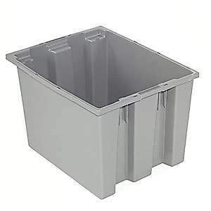 Stack And Nest Shipping Container No Lid, 19-1/2x15-1/2x10, Gray, Lot of 6