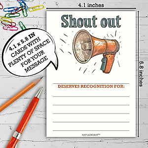 Hat Acrobat 50 Shout Out Cards - Recognition Cards for Employees - Encouragement Cards for Public Service Recognition Week, Employee Appreciation Day or Teacher Appreciation Postcards (Orange)