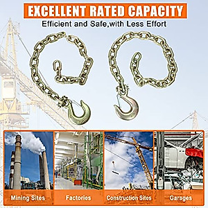 Aikosin 2Pcs Tow Trailer 3/8" x 35" G70 Safety Chains Heavy Duty w/3/8 Forged Safety Hook