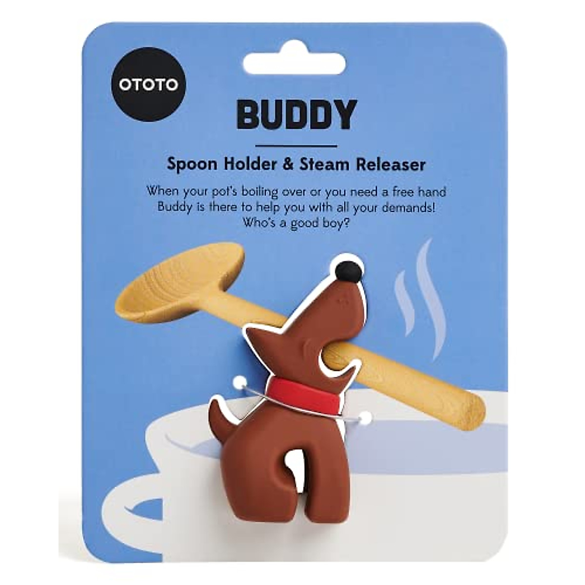 OTOTO Buddy Dog Kitchen Spoon Holder- Cooking Spoon Rest for Kitchen Counter- Spatula, Ladle Holder, Kitchen Utensil Holder- Heat Resistant Dishwasher-Safe Utensil Rest BPA-Free Spoon Holder