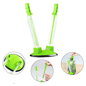 Staont Adjustable Baggy Rack, No-hands Food Storage Holders For Food Prep Bag, plastic Freezer Bag, Clip-Ideal Kitchen Gadget (Green, 2pcs)