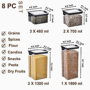 Moksha LifeStyle Airtight food storage containers, kitchen canisters for kitchen counter, pantry organizers and storage, kitchen organizers and storage- 8Pc