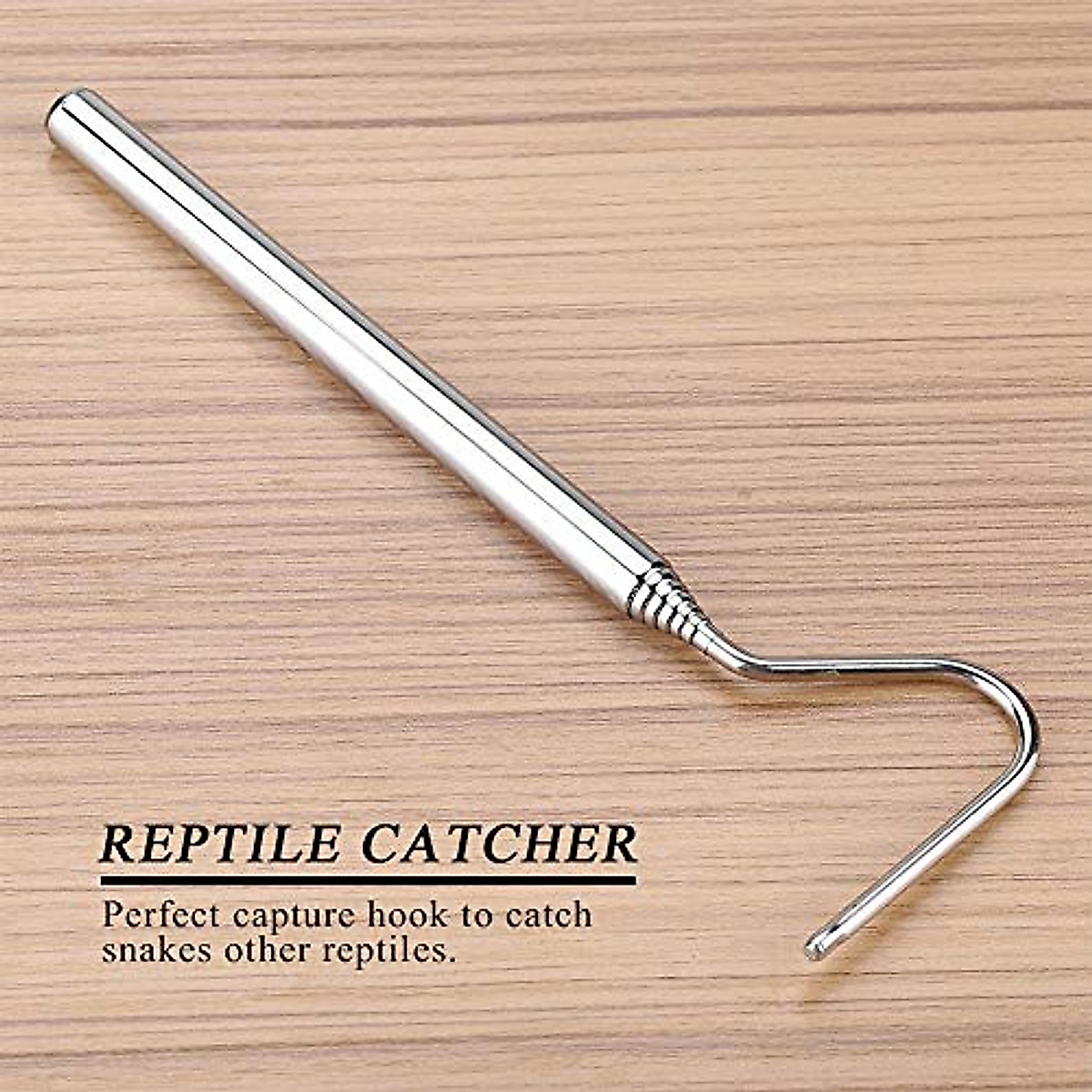 Asixxsix Reptile Catcher, Stainless Steel Reptile Capture Hook, Tough and Durable for Moving Small Snakes Pet Shop Reptile Collecting Wild Snakes