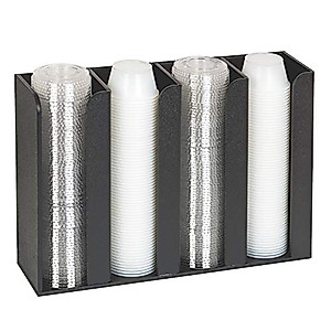 Dispense-Rite CTCO-4BT Dispense-Rite Countertop or Wall Mount Portion Cup and Lid Organizer, Black