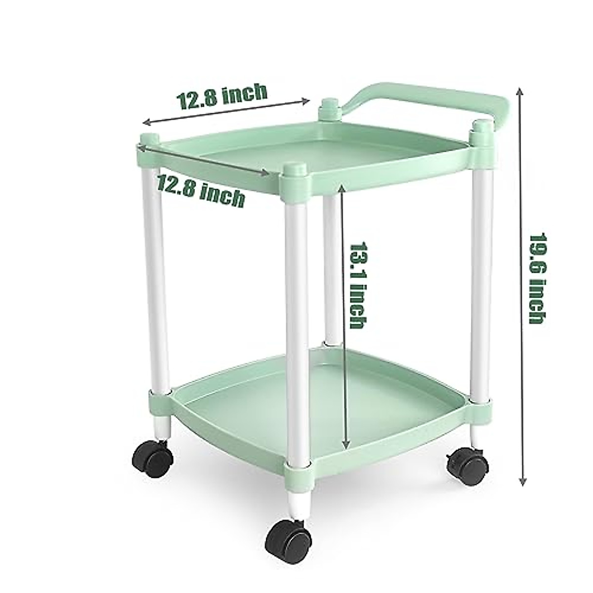 Storage Cart on Wheels Rolling Utility Cart with Wheels, Side Table End Bedside Table with Wheels Green