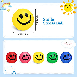 100 Pieces Smile Face Stress Balls for Kids and Adults Funny Stress Ball Foam Soft Colored Smile Ball Toys for Relief Stress Anxiety(Vivid Color)
