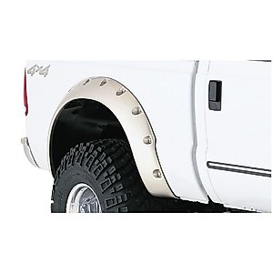 Bushwacker Cutout Pocket/Rivet Style Rear Fender Flares | 2-Piece Set, Black, Smooth Finish | 20046-02 | Fits 1999-2010 Ford F-250/F-350 Super Duty Styleside w/ 8.2' Bed (Excludes Dually)