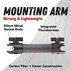 Bulletpoint Dash Mount Cell Phone Holder Jeep Compatible Wrangler (2007-2010 JK and 1997-2006 TJ) with 20mm Ball Mount for iPhone and Android Smartphone – Features Heavy Duty Carbon Fiber Kevlar Arm