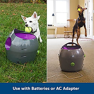 PetSafe Automatic Tennis Ball Launcher – Interactive Dog Ball Thrower – Adjustable Range – Motion Sensor – Indoor & Outdoor Toy – A/C Power or Batteries – Fetch Machine for Small to Large Dogs , Gray