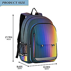 Glaphy Abstract Colorful Stripes Backpack School Bag Lightweight Laptop Backpack Student Travel Daypack
