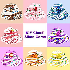 Slime Kit - 8 Pack Butter Slime Kit, DIY Fluffy Slime for Girls and Boys, Stress Relief Toy with Cute Slime Fun Charms, Birthday Gifts for Kids Girls Boys