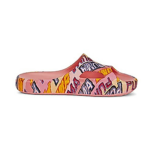 PUMA Women's Shibui Cat Slide Sandal, Flamingo Pink-Luminous Pink-Spectra Yellow Silver, 10