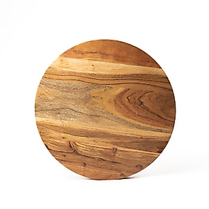 Round Acacia Wood Pedestal Board, Wooden Decorative Display Tray with Feet (16")