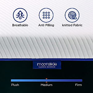 moonslide Memory Foam Mattress 10 Inch King Cooling Gel Cloud Feeling, 7 Zone High Density Certified Foam