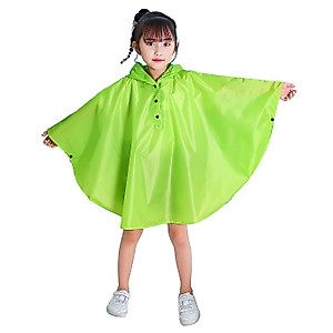 Spmor Kids Rain Poncho Hooded Jacket Rain Coat Grass green S