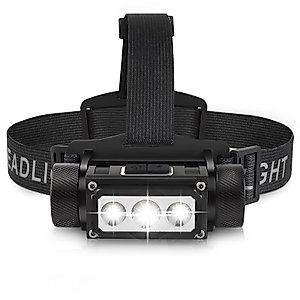 Headlamp Rechargeable, 120000 Lumen Super Bright LED Headlight Flashlight 6 Modes 160 Degree Adjustable Hardhat Headlamp, Waterproof Headlamp for Adults Camping Hiking Running Outdoors