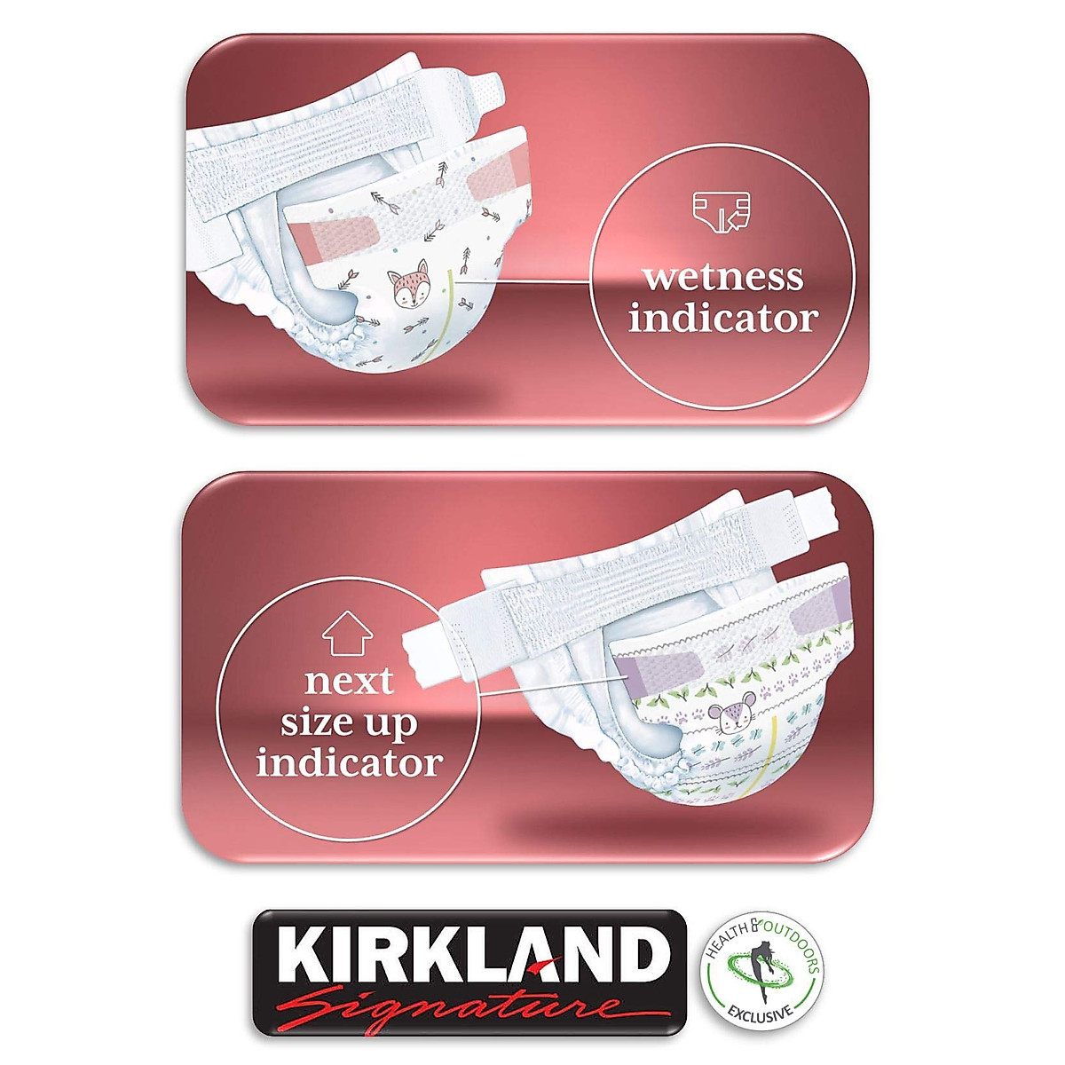 Kirkland Signature Diapers Size 2 (12lbs - 18 lbs) 174 Count W/ Exclusive Health and Outdoors Wipes