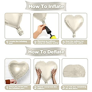 Baby Pink White Heart Balloons,12Pcs 18 Inch Light Pink Cream Foil Love Heart Shaped Balloons for Bow Birthday Party Bridal Engagement Wedding Anniversary Baby Shower Valentines Day Decorations