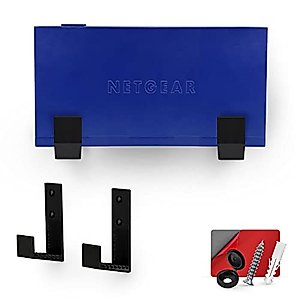 BRAINWAVZ 2.5" Cable Box Wall Mount Hanger Holder, Adhesive & Screw-in, for Routers, Laptops, Modem, Mesh WiFi, Apple TV, Network Switch & More, for Devices Upto 2.5" / 63mm Wide, (Black)