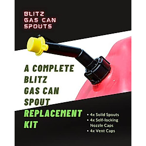 Gas Can Spout Replacement 5 Gal (4 Pack) Gas Can Nozzle For Blitz Old Style Gas Cans, Includes Nozzles, Caps and Vent Caps