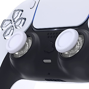 eXtremeRate Solid White & Clear Dual-Color Replacement Thumbsticks for PS5 Controller, Custom Analog Stick Joystick Compatible with PS5, for PS4 All Model Controller - Controller NOT Included
